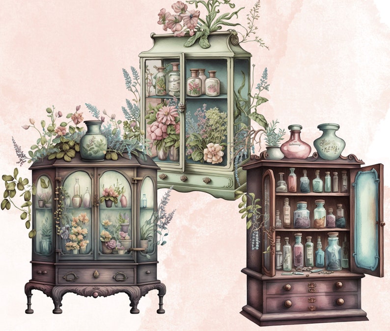 Digital Clipart Illustration Set Vintage Watercolor Alchemy - Etsy