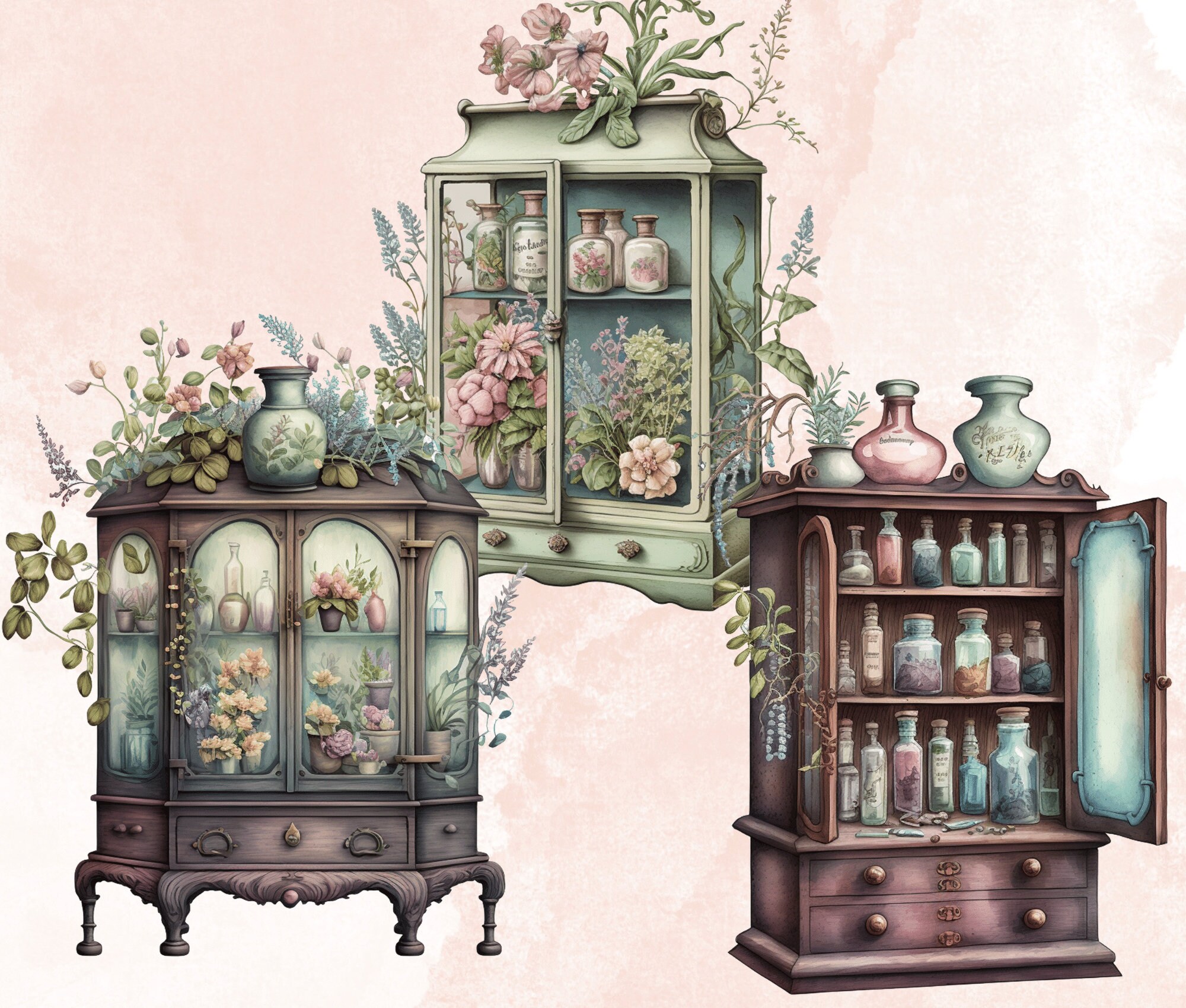 Digital Clipart Illustration Set Vintage Watercolor Alchemy - Etsy