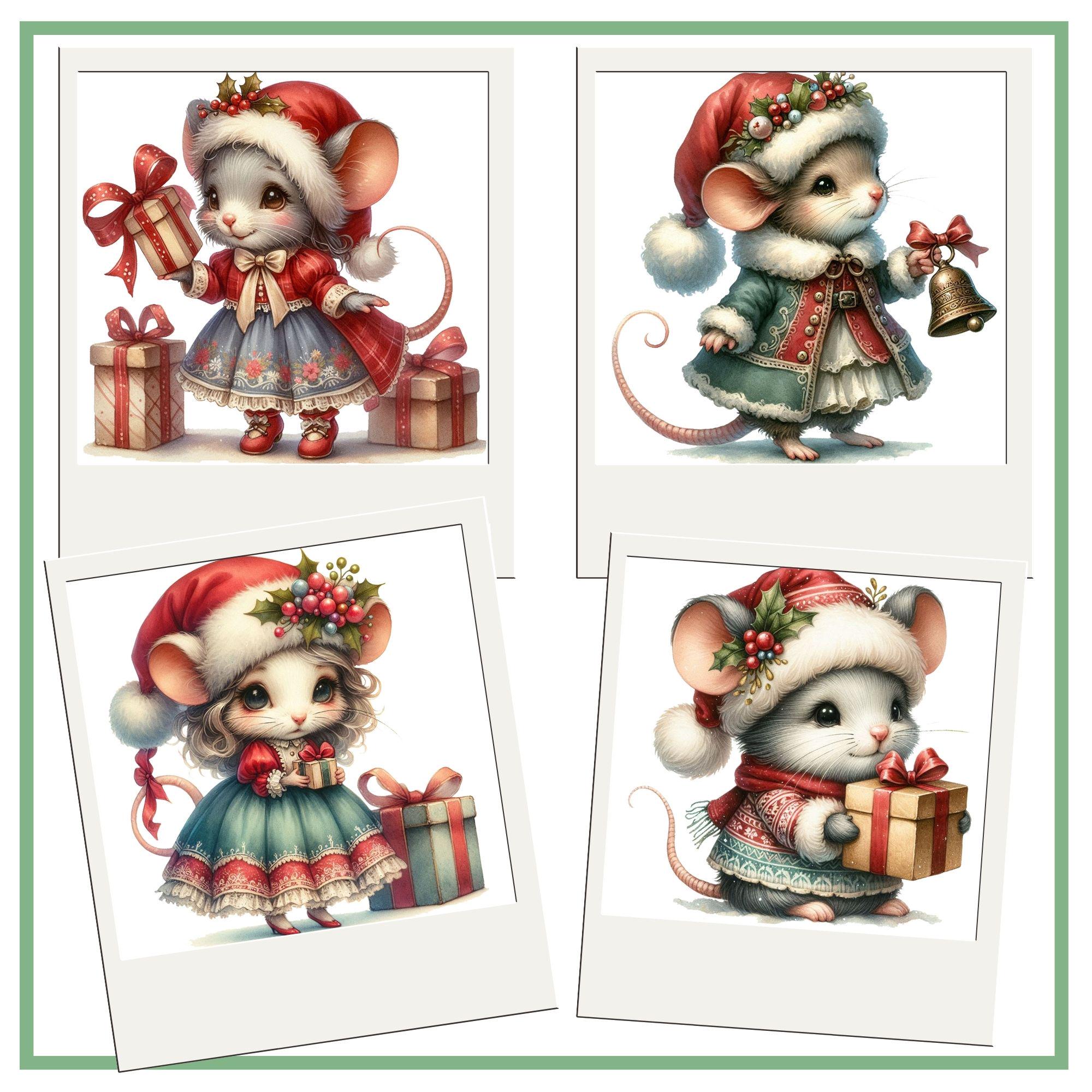 Digital Winter Clipart, A Mousey Christmas, Illustrations for ...