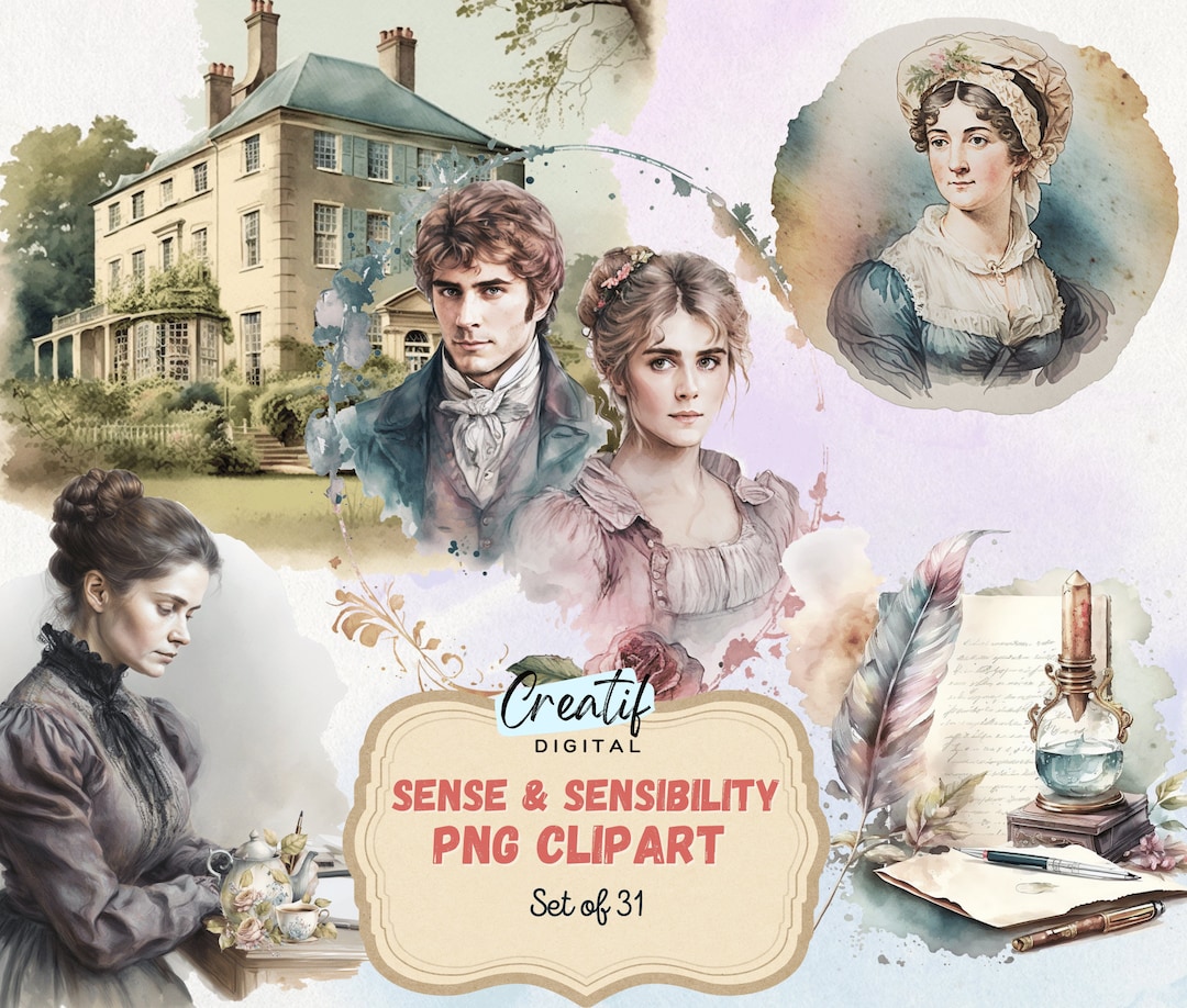 Digital Clipart Illustration Set, Sense & Sensibility, PNG Printable ...