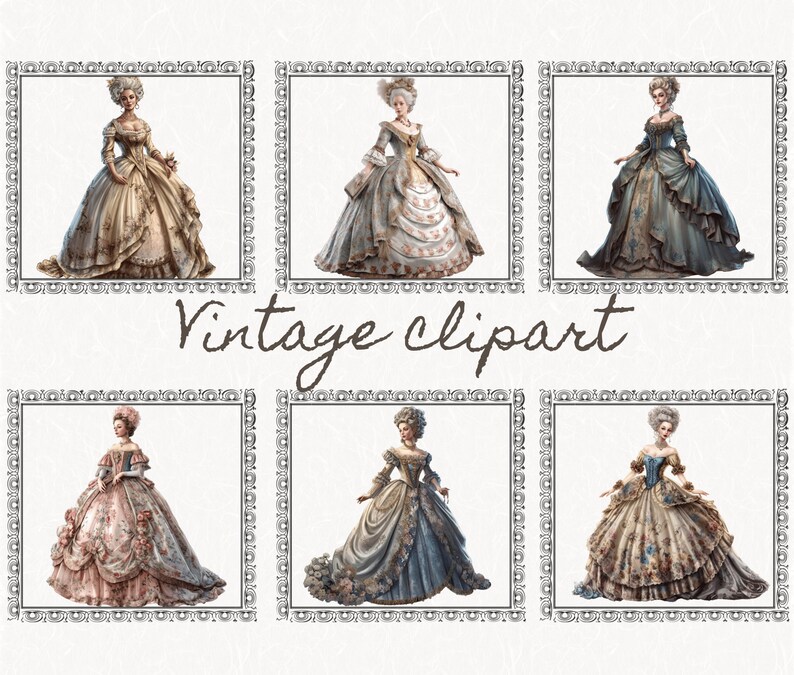 Digital Clipart Illustration Set Rococo Marie Antoinette - Etsy