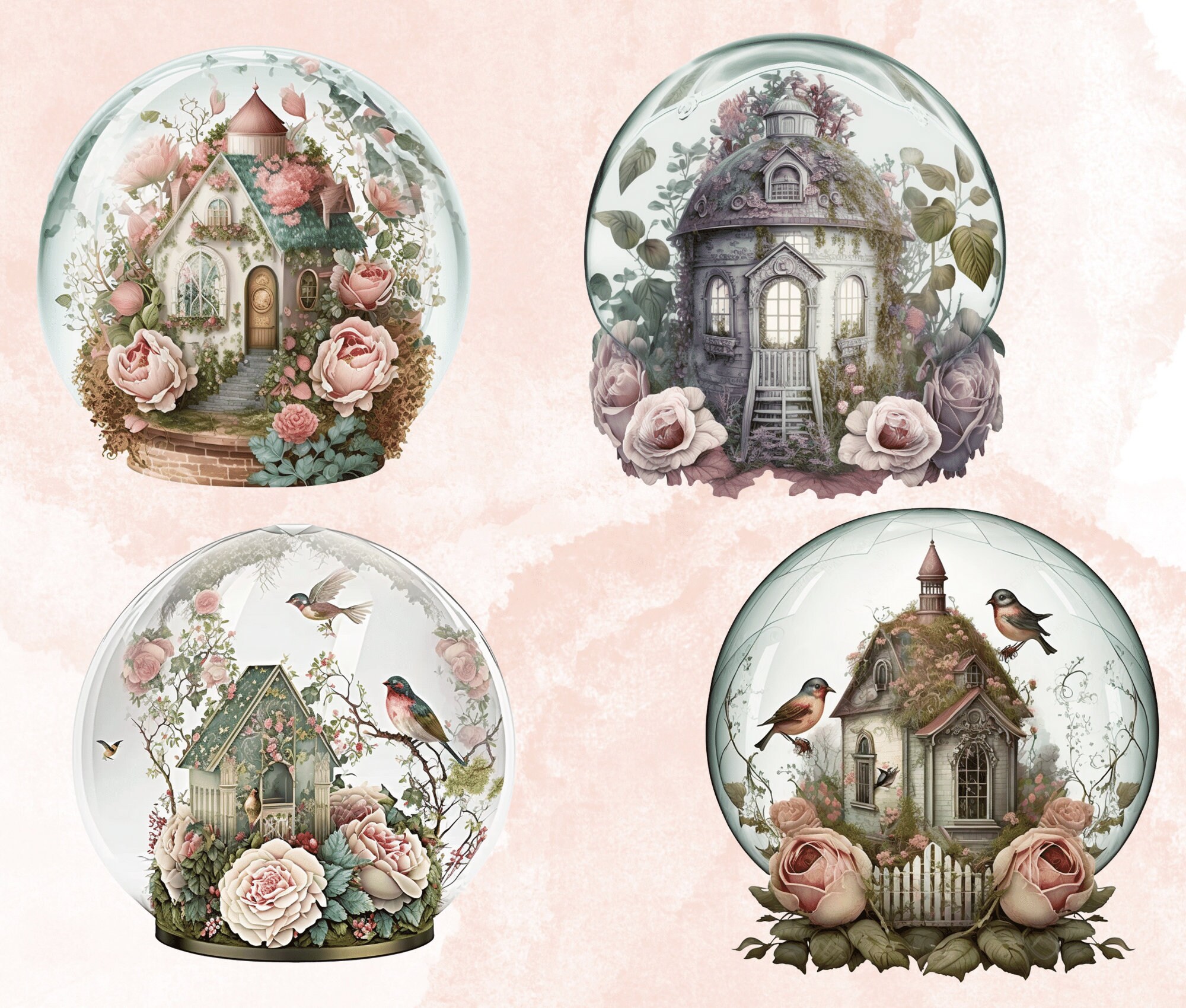 Digital Clipart Illustration Set, Dome Fairy House, PNG Printable ...