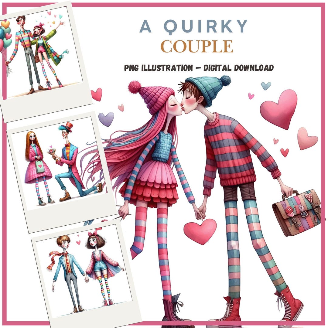 Digital Valentine's Day Couple Clipart, Cute Couples, Illustrations for ...