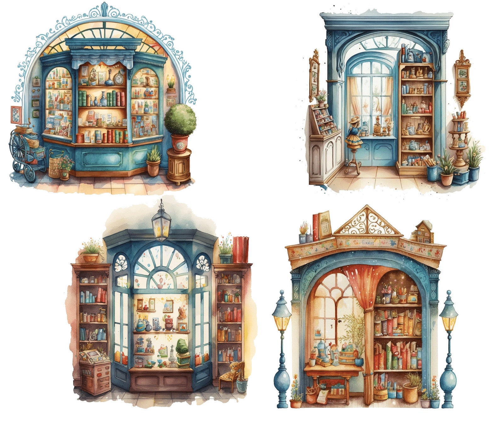 Digital Clipart Illustration Set, Victorian Toy Store, PNG Printable ...