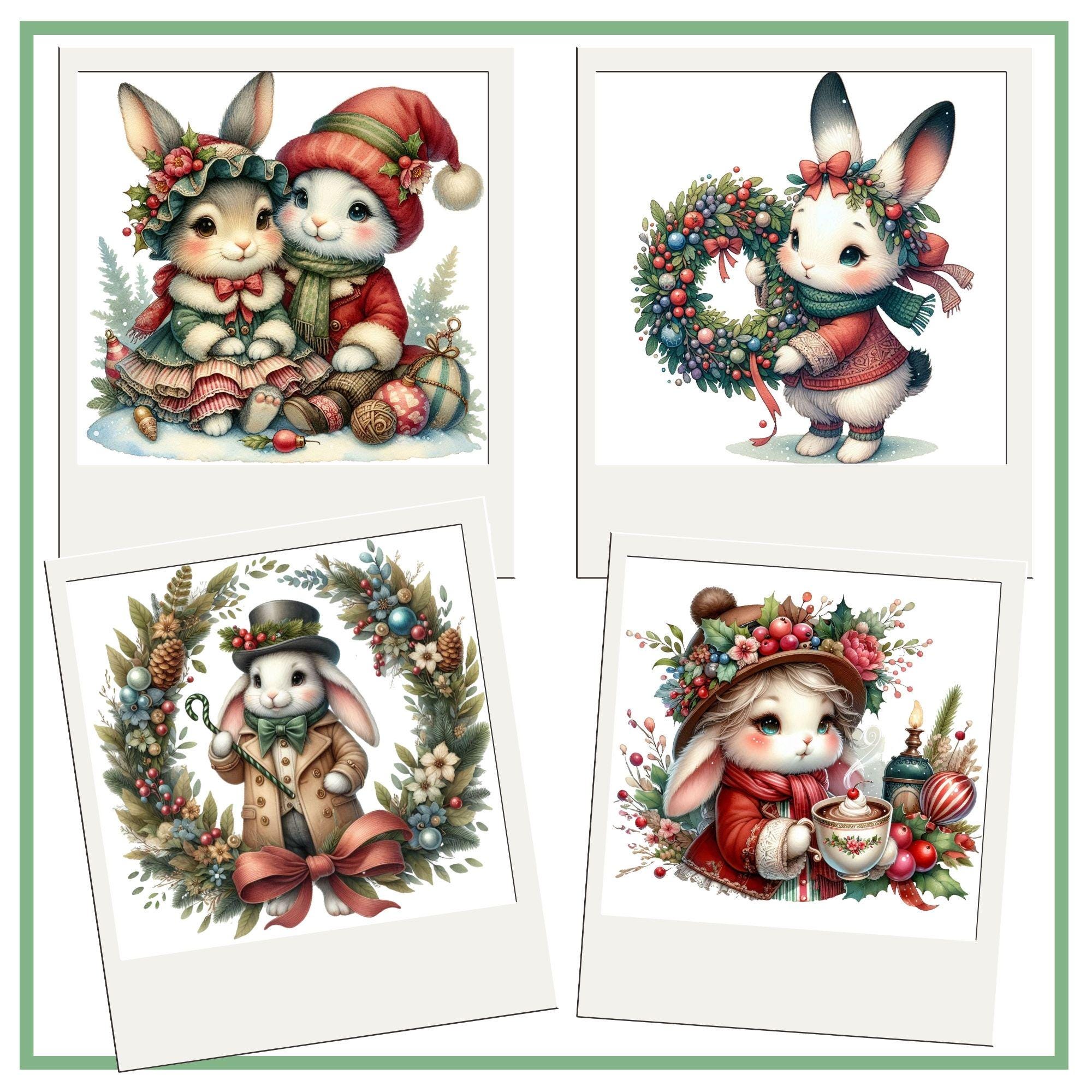 Digital Winter Clipart, Cute Holiday Hops Bunnies, Illustrations for ...