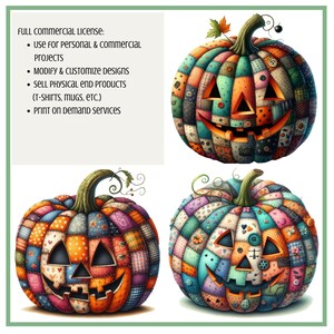 Digital Halloween Clipart, Autumn Festive Patched Pumpkins ...