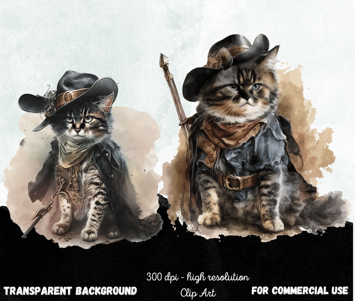 Digital Clipart Illustration Set, Cat Musketeer Cute Fantasy Cats ...