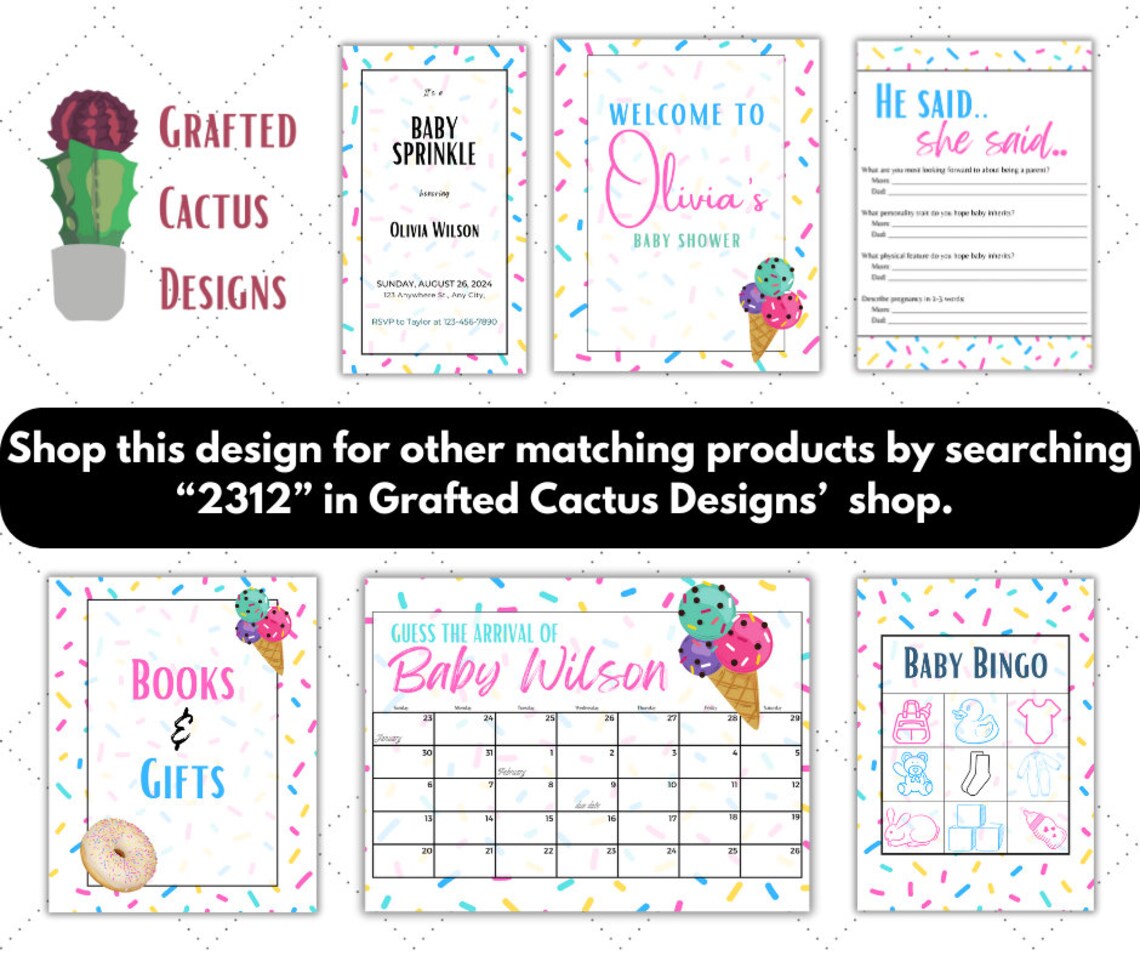 Editable Sprinkle, Baby Shower Signage Bundle, Baby Shower Signs ...