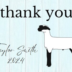 Stock Show Thank You Card - Lamb, INSTANT DOWNLOAD, Editable - Etsy