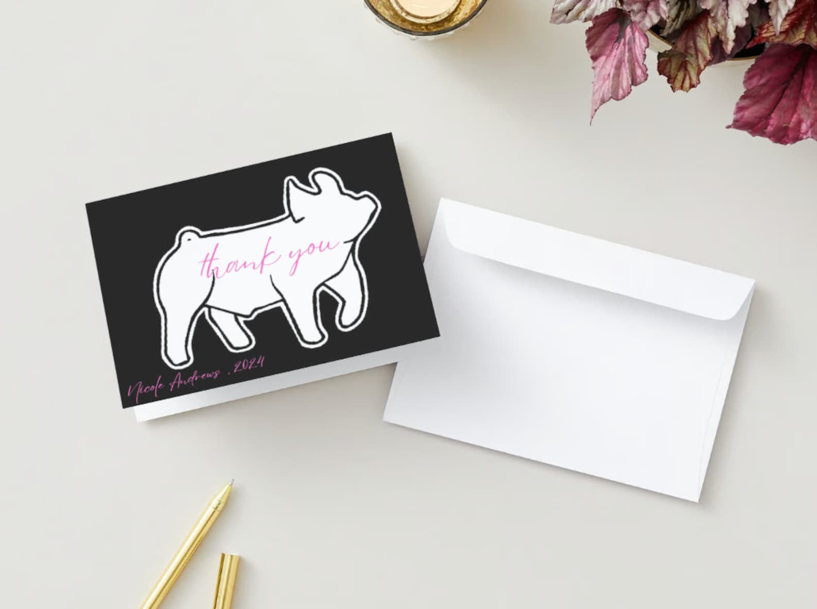 Stock Show Thank You Card - Pig, INSTANT DOWNLOAD, Editable - Etsy