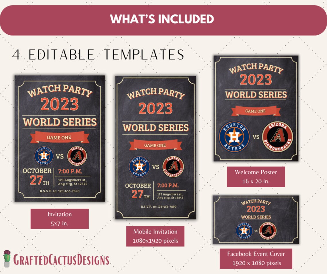 Editable World Series Watch Party Bundle, 2023 MLB World Series, Design ...