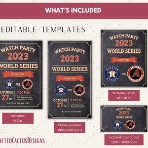 Editable World Series Watch Party Bundle, 2023 MLB World Series, Design ...