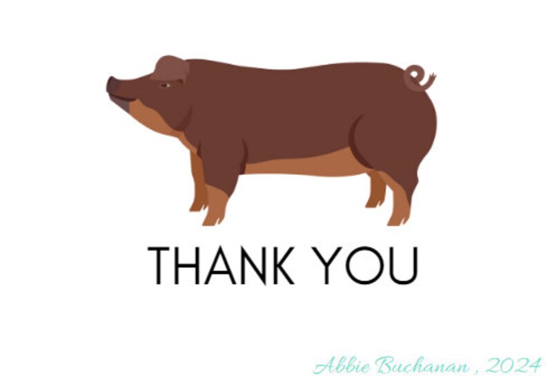 Stock Show Thank You Card Pig, INSTANT DOWNLOAD, Editable - Etsy