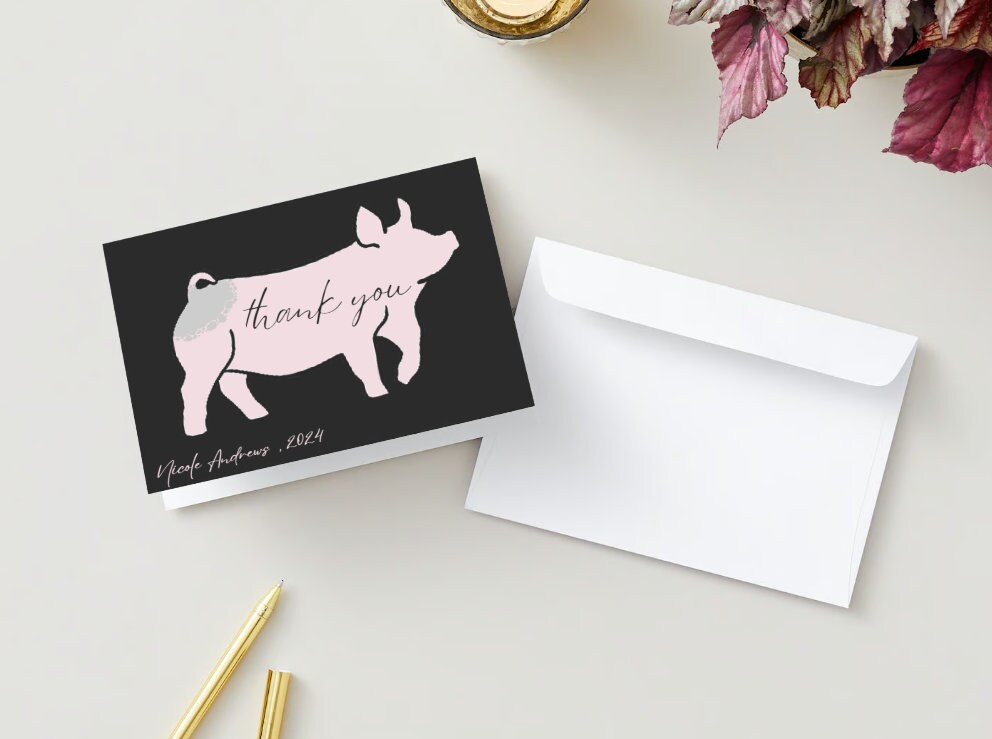 Stock Show Thank You Card - Pig, INSTANT DOWNLOAD, Editable - Etsy