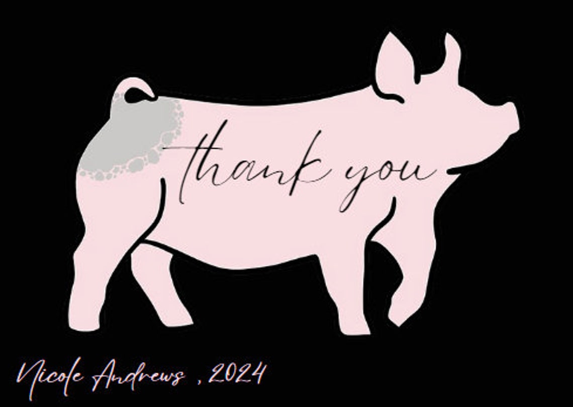 Stock Show Thank You Card - Pig, INSTANT DOWNLOAD, Editable - Etsy