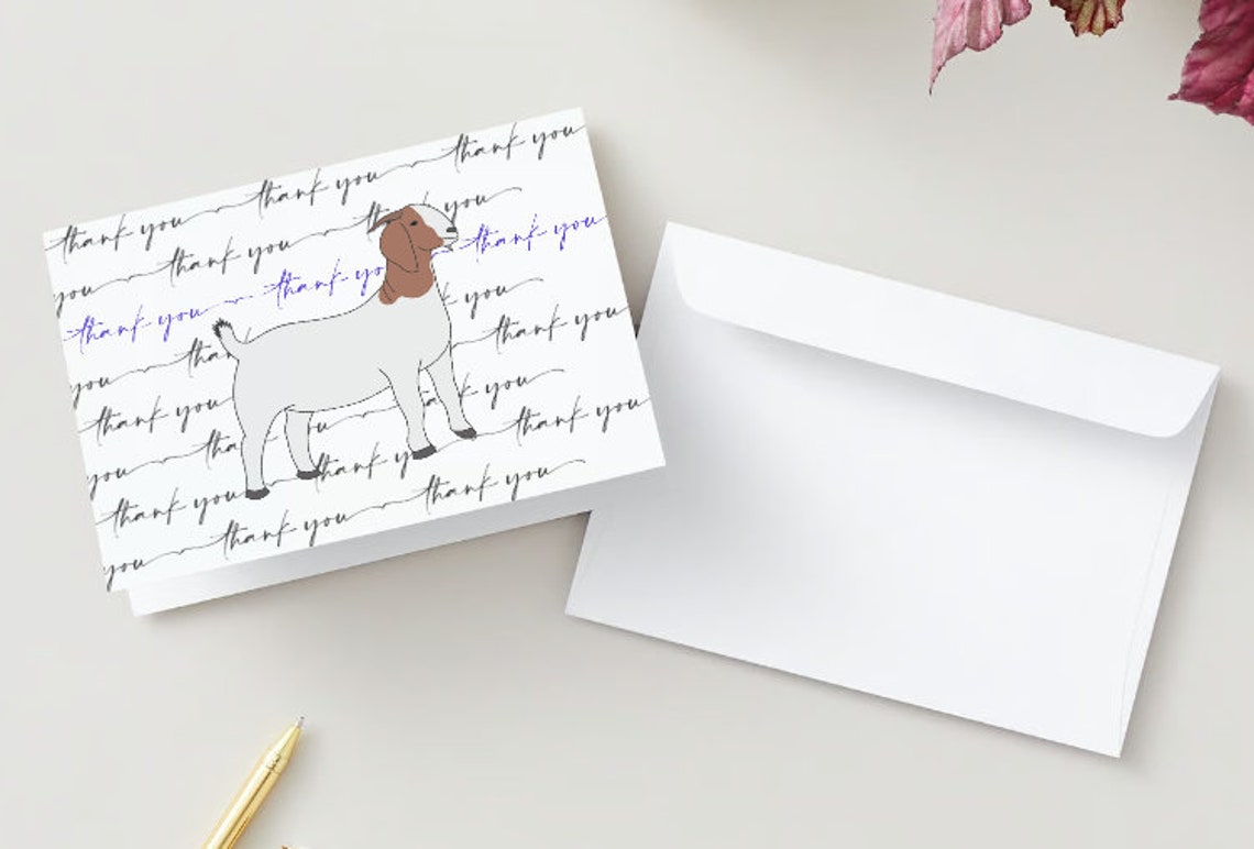 Stock Show Thank You Card - Goat, INSTANT DOWNLOAD, Editable - Etsy
