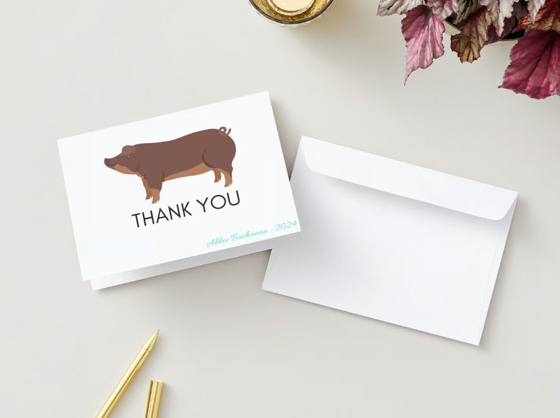 Stock Show Thank You Card Pig, INSTANT DOWNLOAD, Editable - Etsy