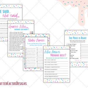 Editable Sprinkle, Baby Shower Game Bundle, Baby Shower Game Pack ...