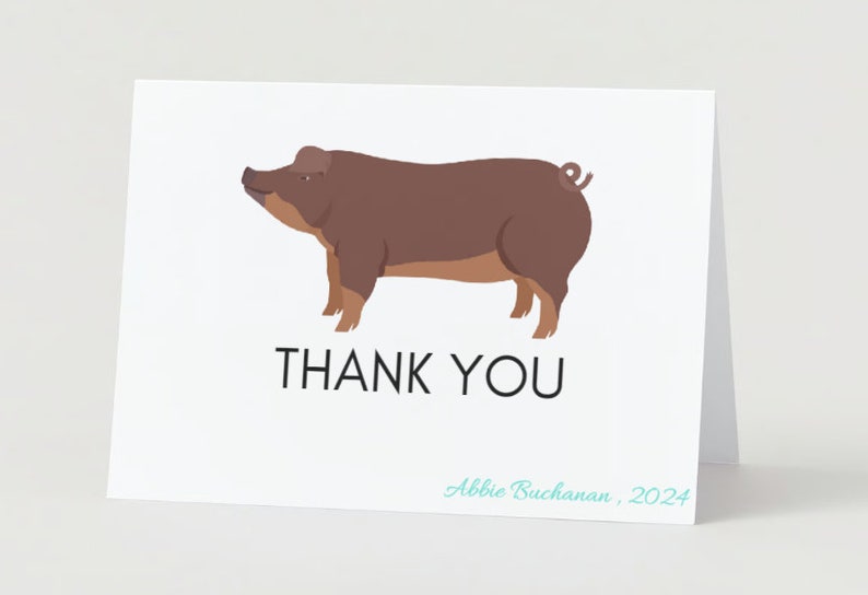 Stock Show Thank You Card - Pig, INSTANT DOWNLOAD, Editable - Etsy
