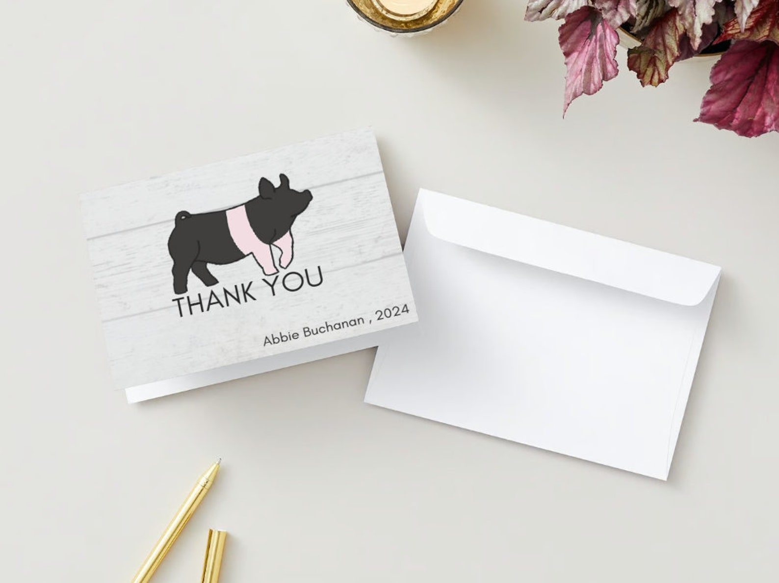 Stock Show Thank You Card - Pig, INSTANT DOWNLOAD, Editable - Etsy