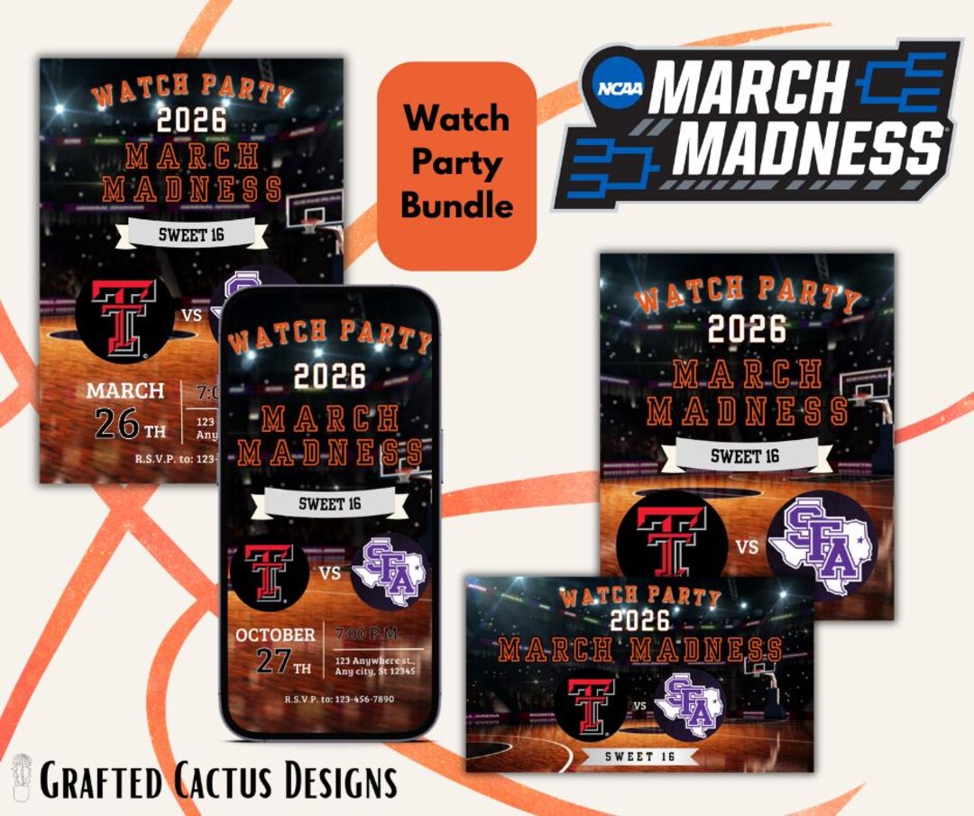 Editable March Madness Watch Party Bundle, Design 2681 - Etsy UK