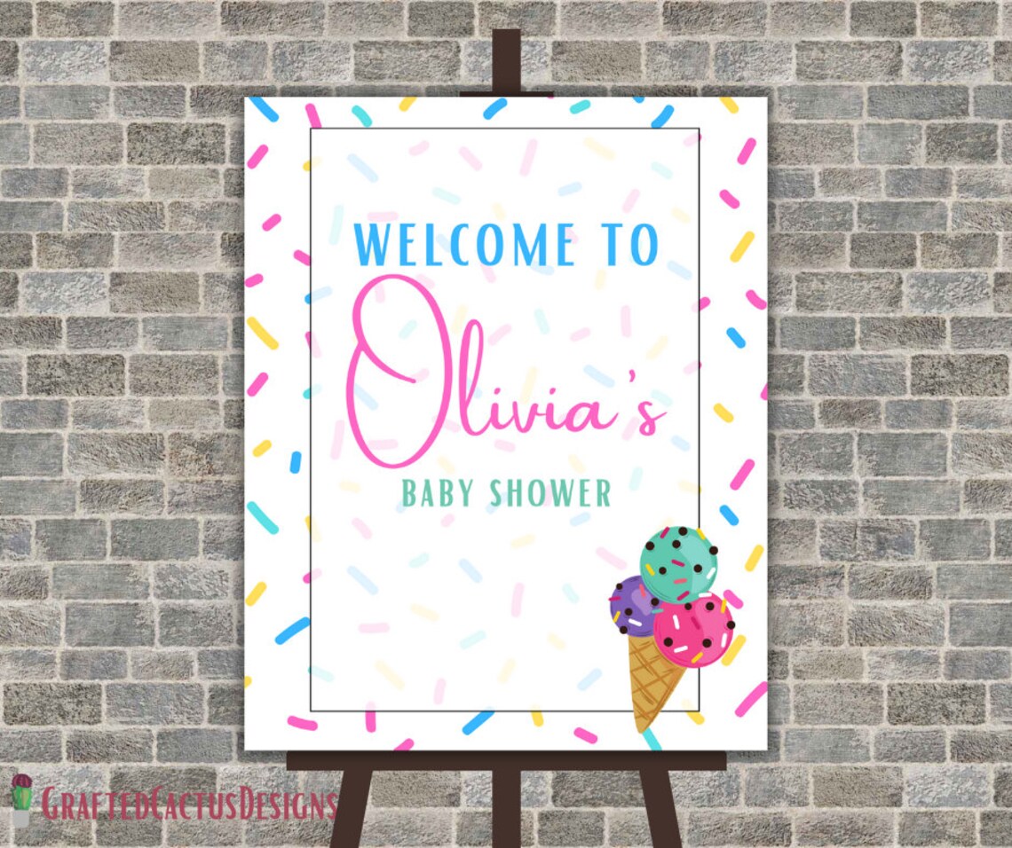 Editable Sprinkle, Baby Shower Welcome Sign, Baby Shower Poster, Design ...