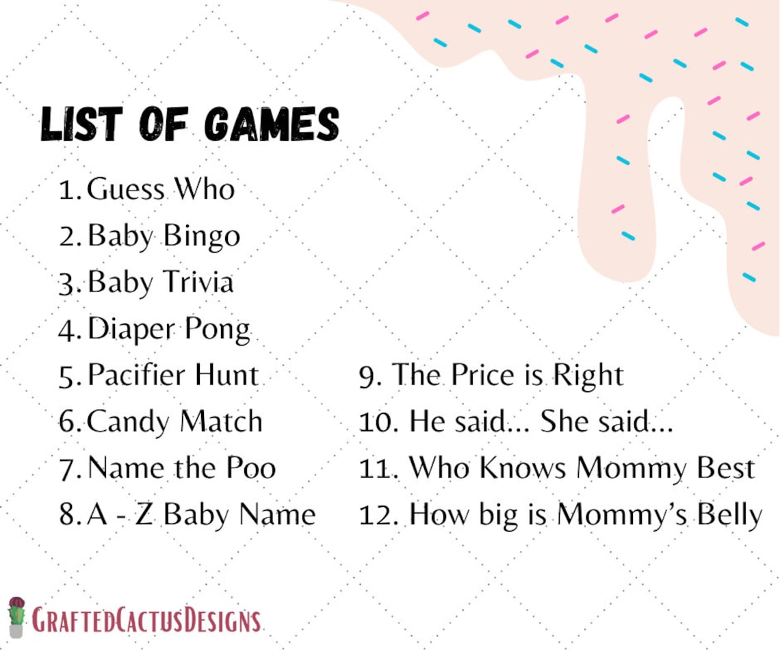 Editable Sprinkle, Baby Shower Game Bundle, Baby Shower Game Pack ...