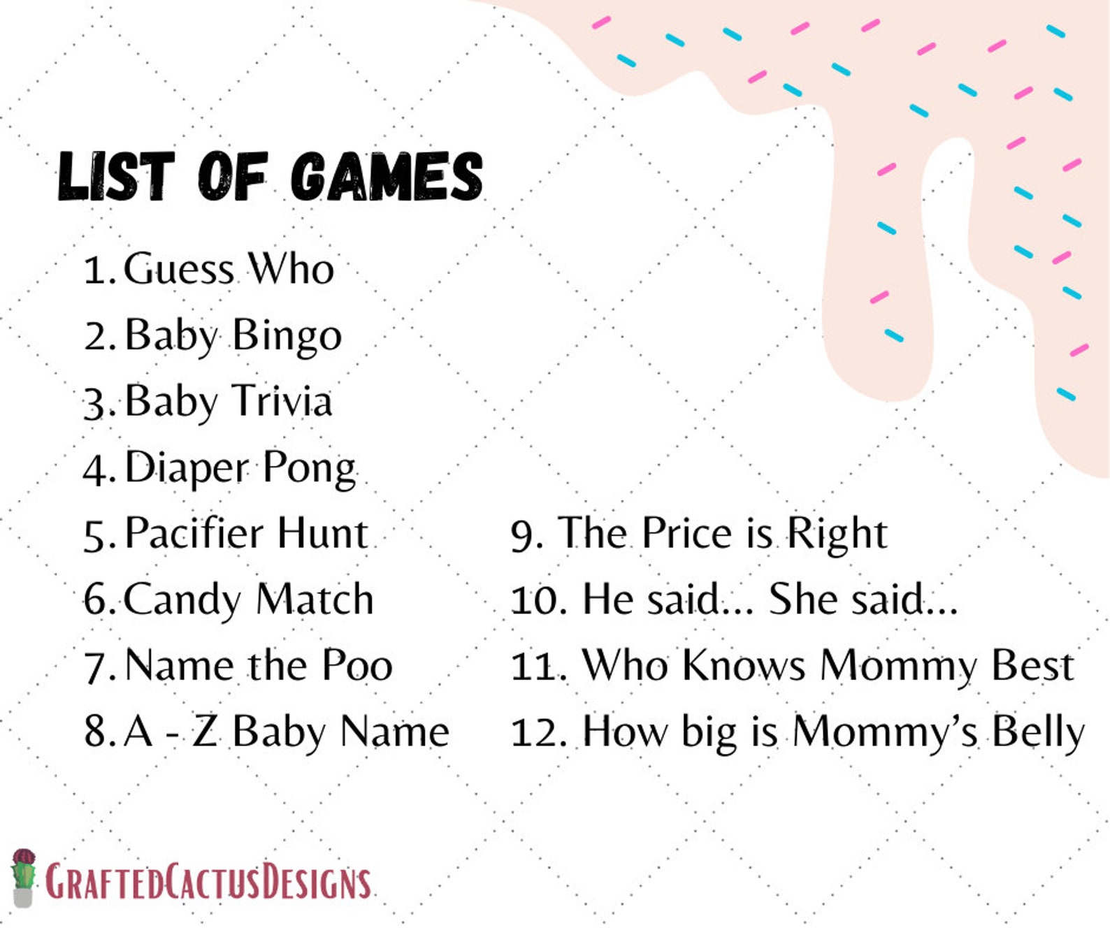 Editable Sprinkle, Baby Shower Game Bundle, Baby Shower Game Pack ...