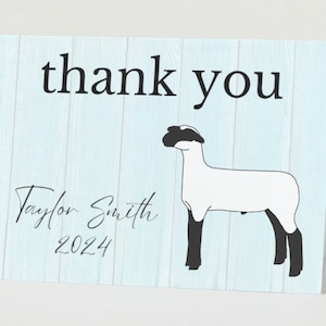 Stock Show Thank You Card - Lamb, INSTANT DOWNLOAD, Editable - Etsy