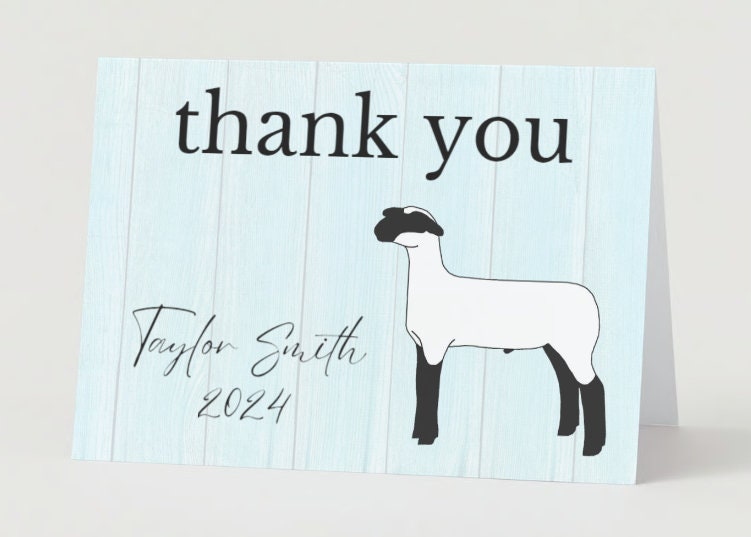 Stock Show Thank You Card - Lamb, INSTANT DOWNLOAD, Editable - Etsy