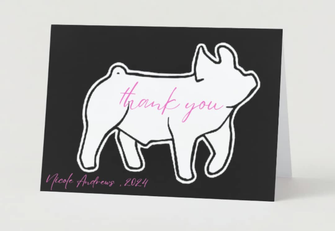 Stock Show Thank You Card - Pig, INSTANT DOWNLOAD, Editable - Etsy