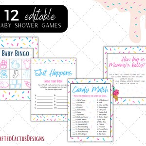 Editable Sprinkle, Baby Shower Game Bundle, Baby Shower Game Pack ...