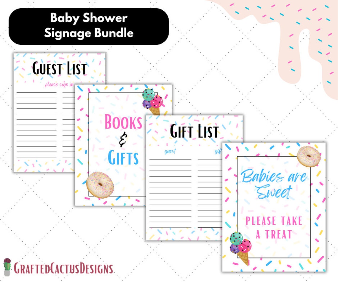 Editable Sprinkle, Baby Shower Signage Bundle, Baby Shower Signs ...