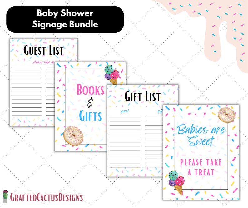 Editable Sprinkle, Baby Shower Signage Bundle, Baby Shower Signs ...