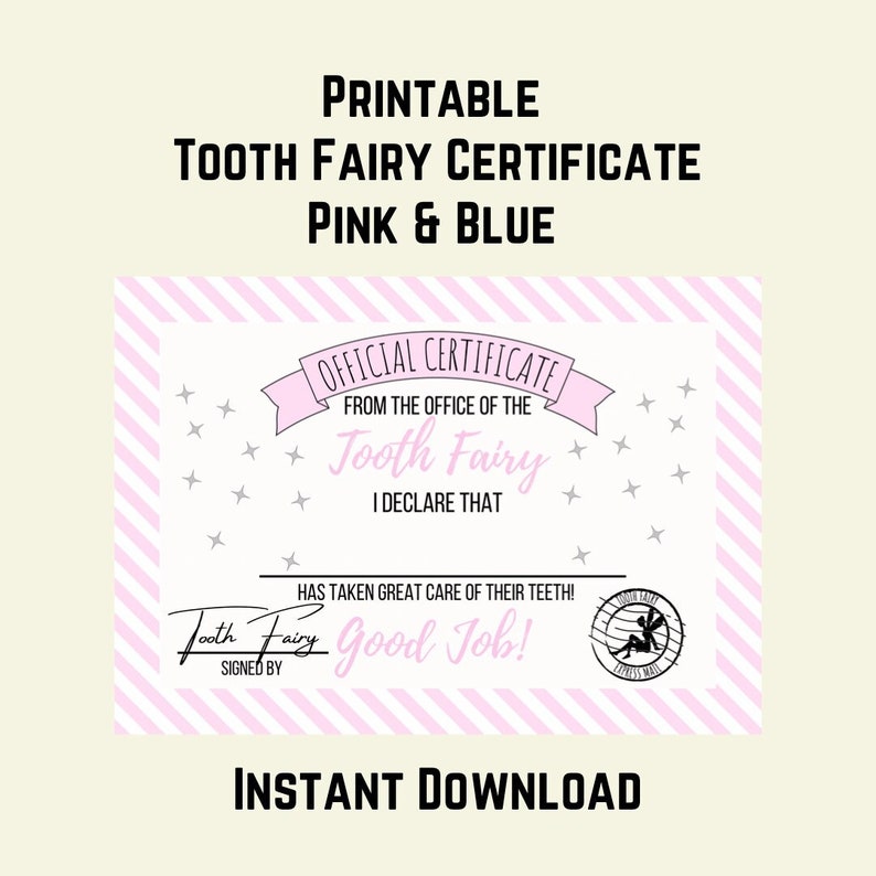 Printable Tooth Fairy Certificate | Childerens Gift | Present for Son ...