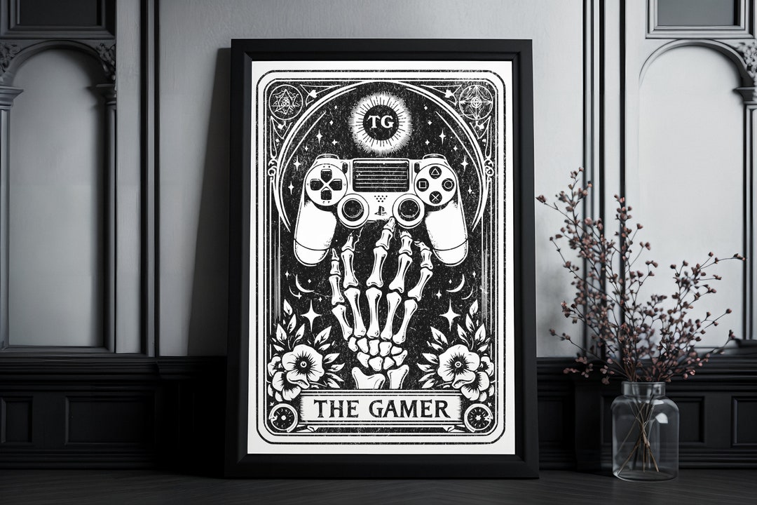 Art Print Tarot Card the Gamer High Quality Print Skeleton Hand Goth ...