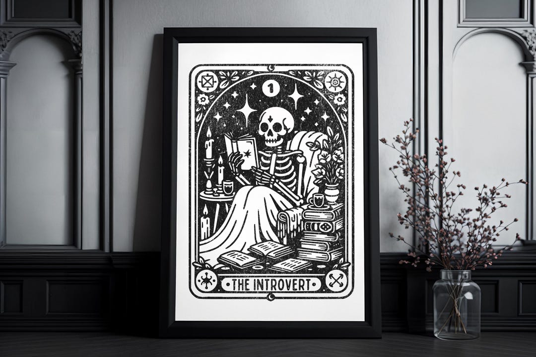 The Introvert Art Print | Black and White Wall Art | Gift for ...