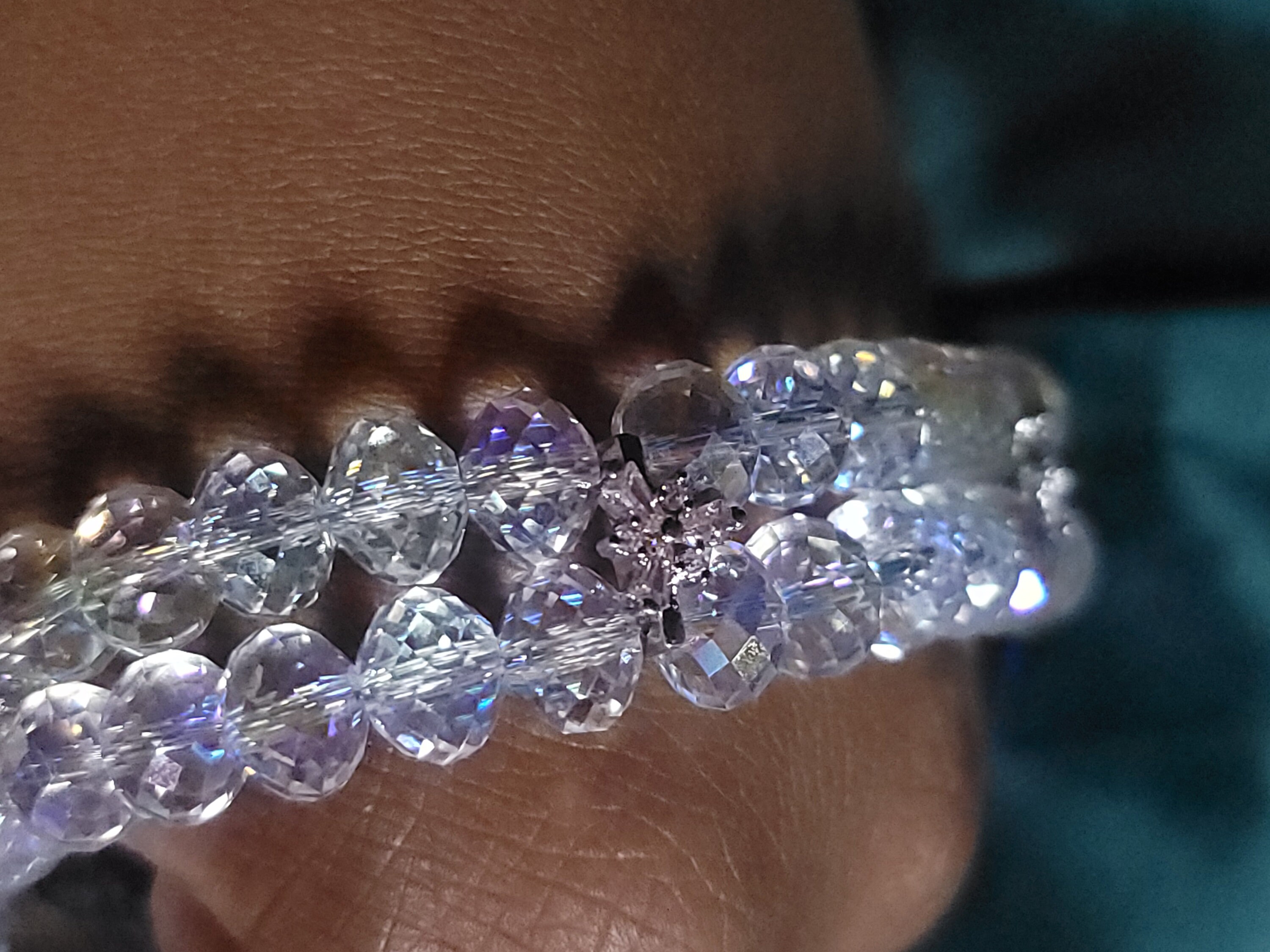 Clear AB White K9 Faceted 2 Row Crystal Bracelet With Silver and Pink ...
