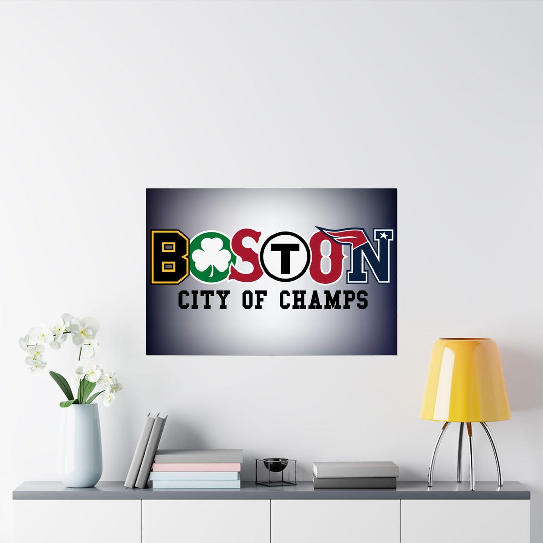 Vintage Boston Sports Poster, Boston City of Champs Wall Art, Boston ...