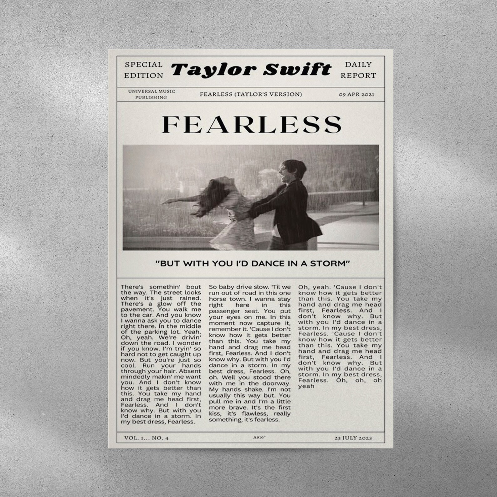 Fearless Album Wall Art Merch, the Eras Tour Poster, Fearless Album Art ...
