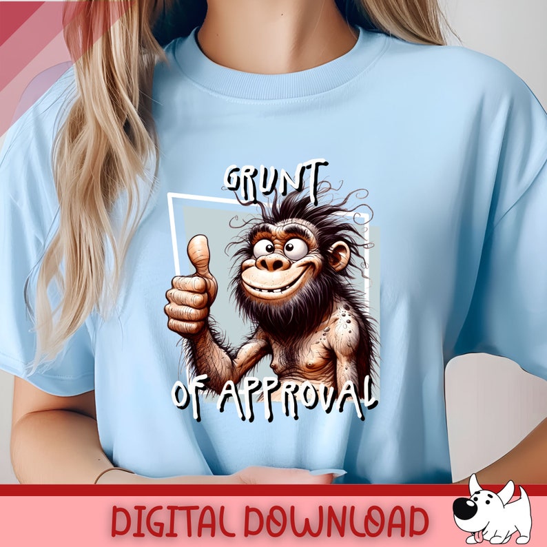 Grunt of Approval Digital Download, Cartoon Caveman PNG, Funny ...