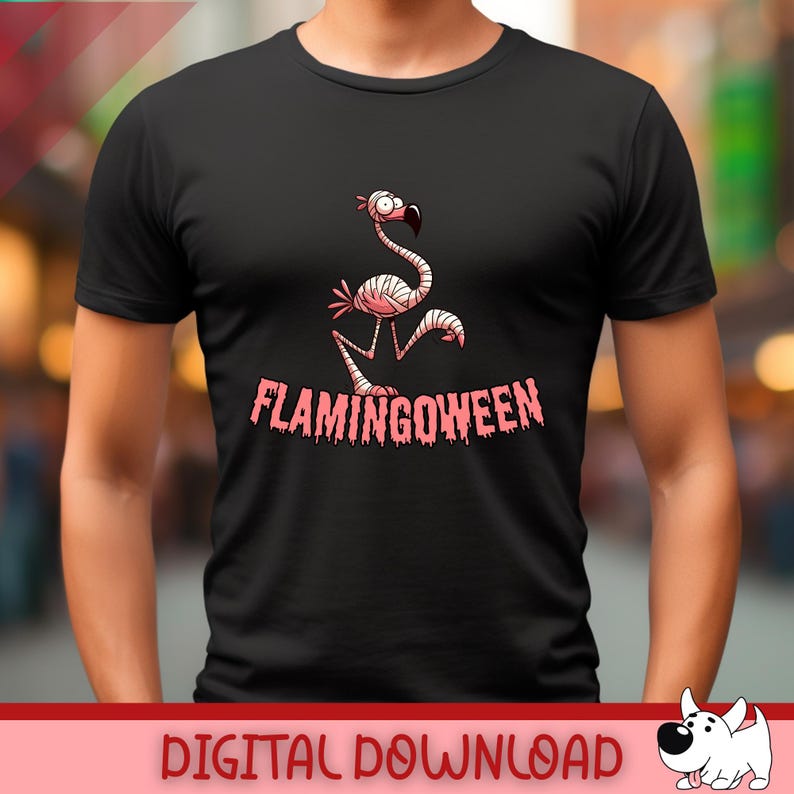 Flamingoween Mummy Digital Download, Cartoon Flamingo PNG, Undead Bird ...