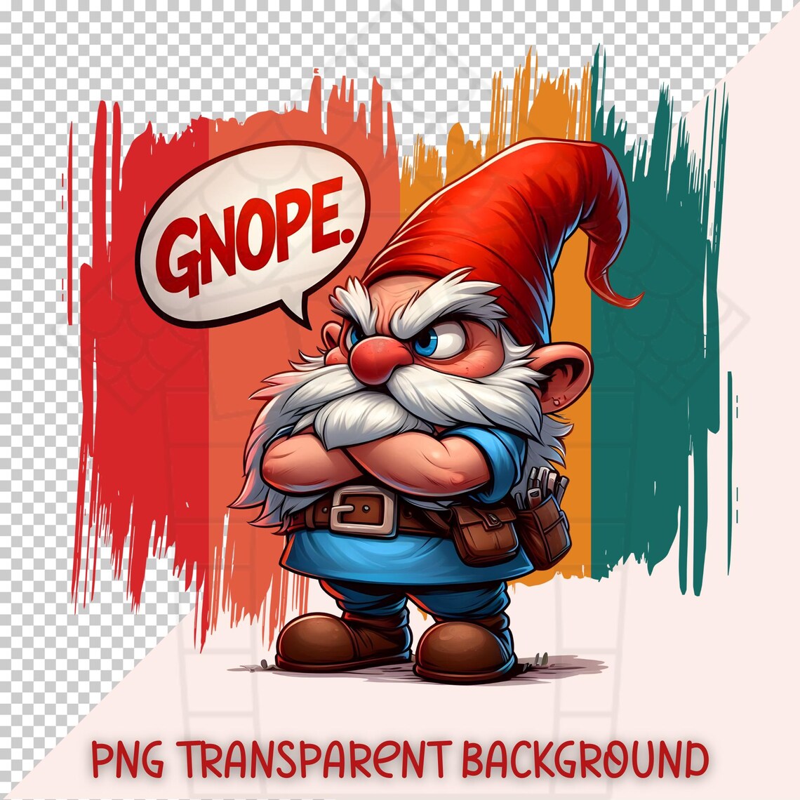 Grumpy Gnome "gnope" Cartoon: Funny Sublimation Design (digital ...