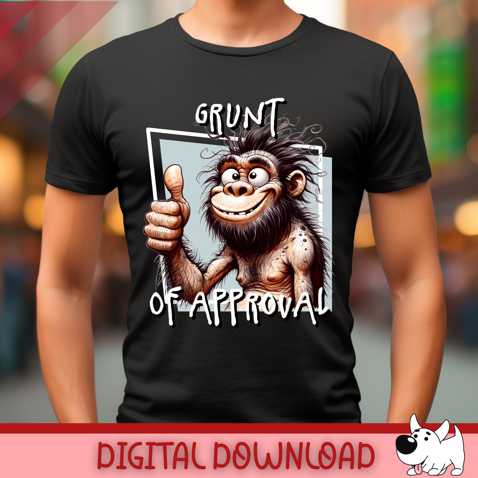 Grunt of Approval Digital Download, Cartoon Caveman PNG, Funny ...