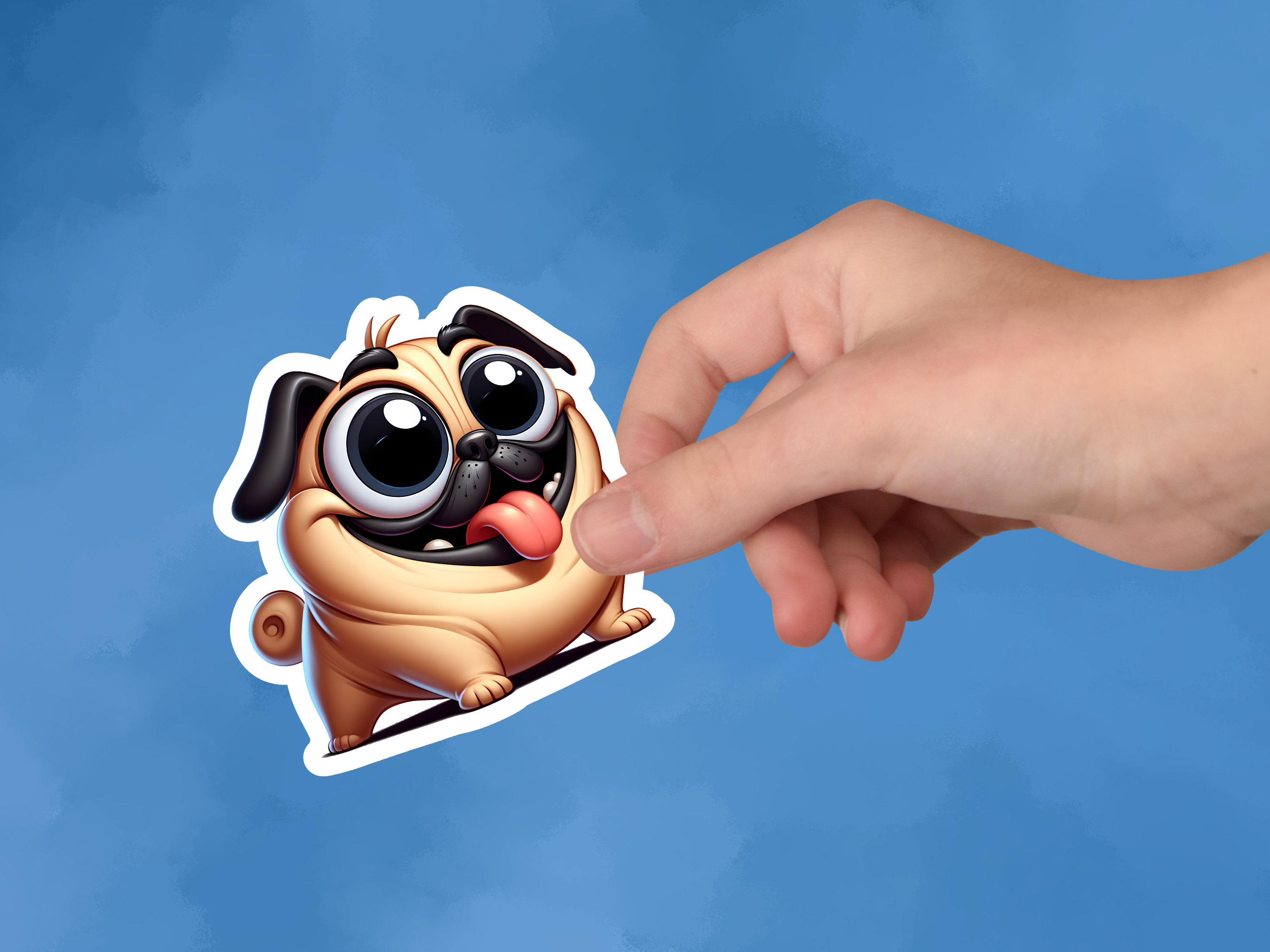 Cute Cartoon Pug Dog Kiss-cut Sticker Pug Mom Gift Pug Dad Gift pugs ...