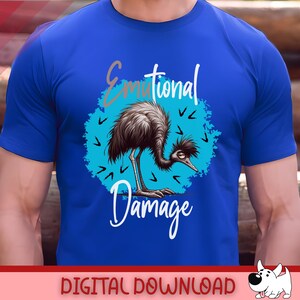 Funny Emu PNG Emutional Damage Clipart, Sad Cartoon Bird Humor Gift ...