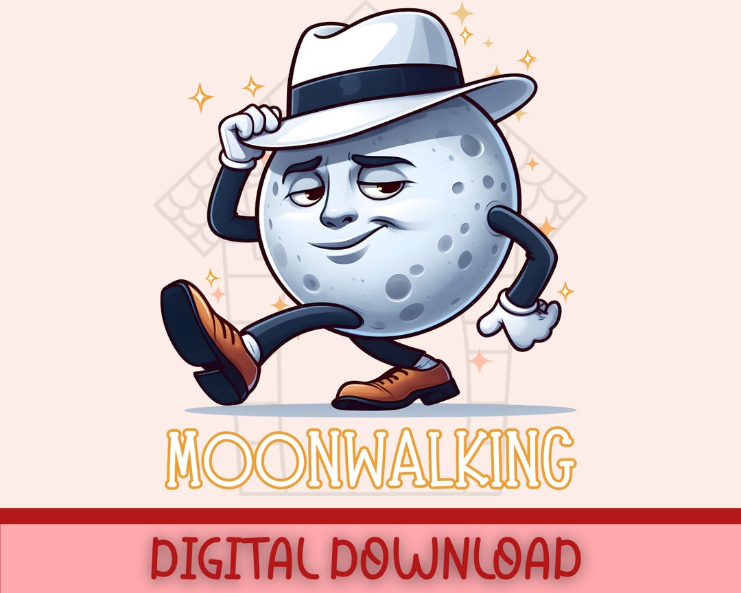 Moon Dancing Digital Download Lunar Humor PNG, Cute Cartoon Character ...