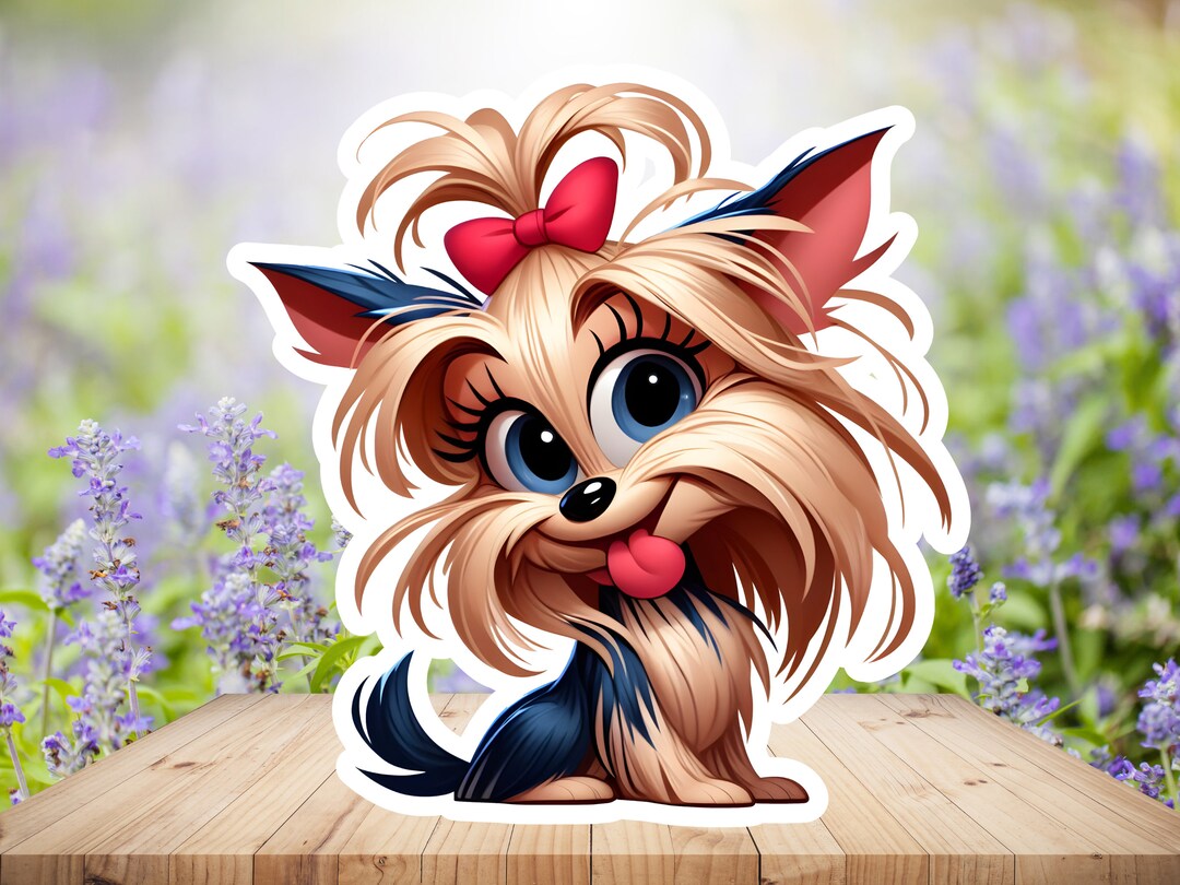 Cute Cartoon Yorkie Kiss-cut Sticker Cute Cartoon Yorkshire Terrier ...