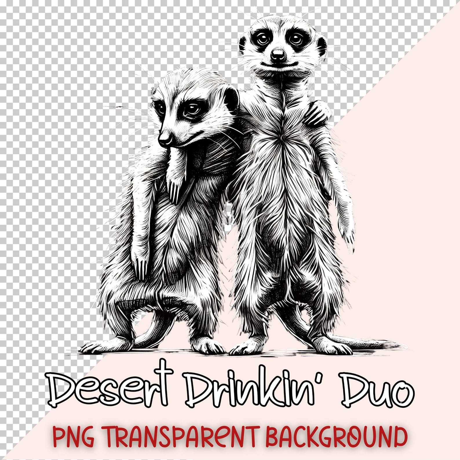 Funny Drunk Meerkat Buddies PNG: Desert Drinking Duo (digital Download ...