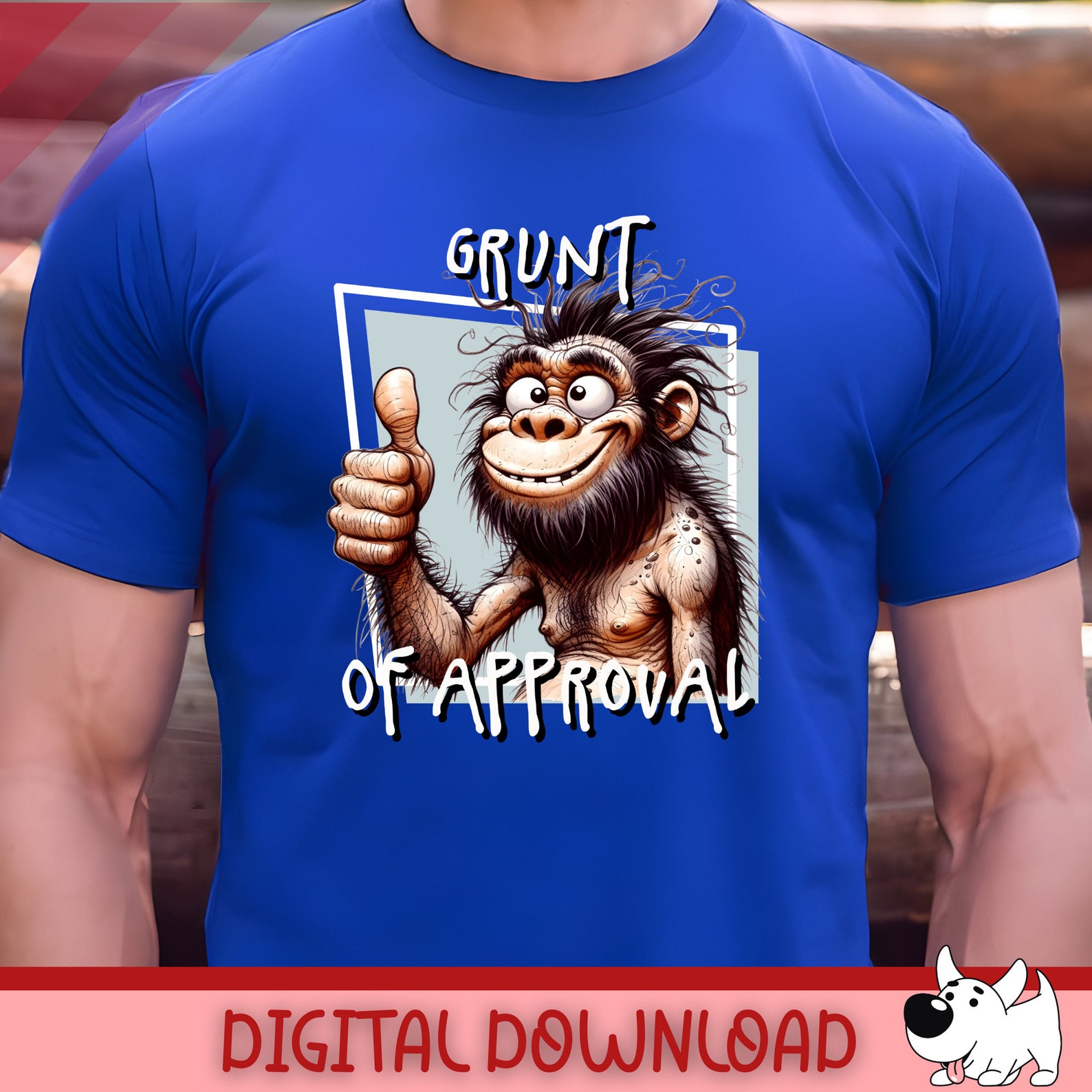 Grunt of Approval Digital Download, Cartoon Caveman PNG, Funny ...